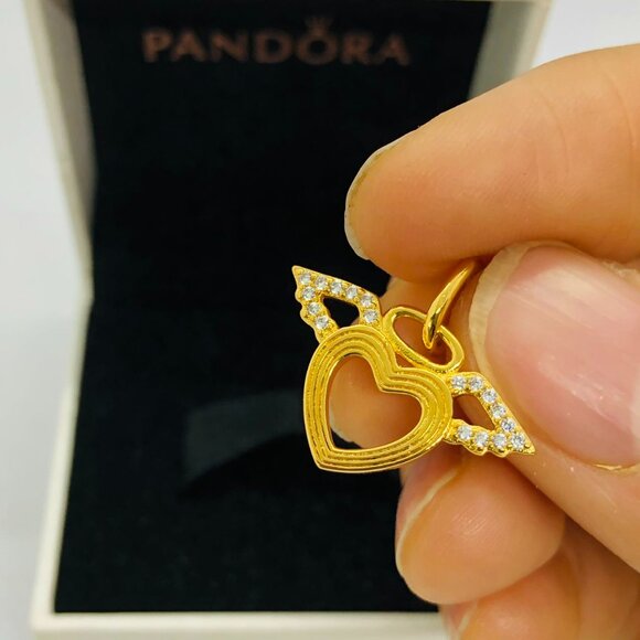 Pandora | Jewelry | Pandora Heart Angel Wings Dangle Charm | Poshmark
